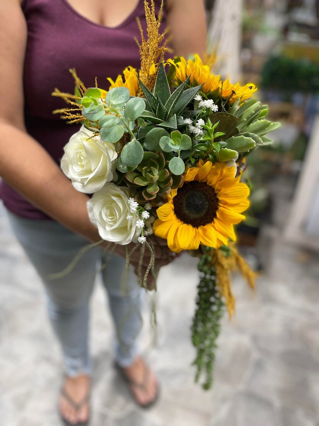 Succulent & Sunflower Wedding Bouquets/various Sizes Available/live ...