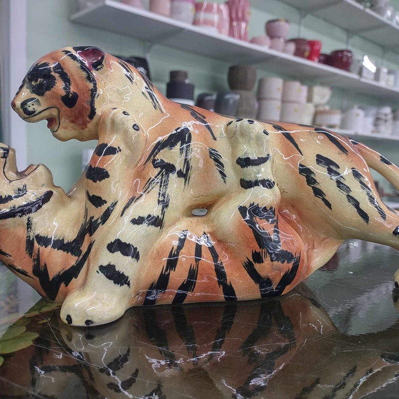 Porcelain Tiger Figurine - Etsy