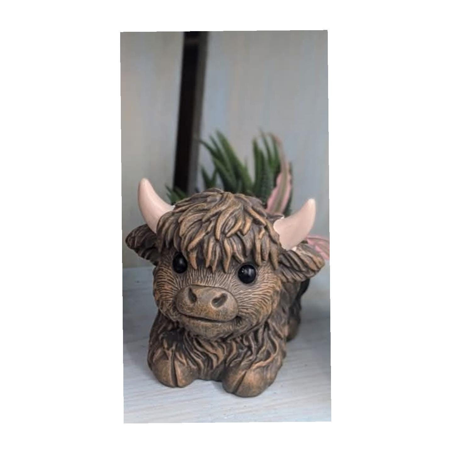 Highland Cow Planter: Farmhouse Decor With Optional Succulent Kit - Etsy