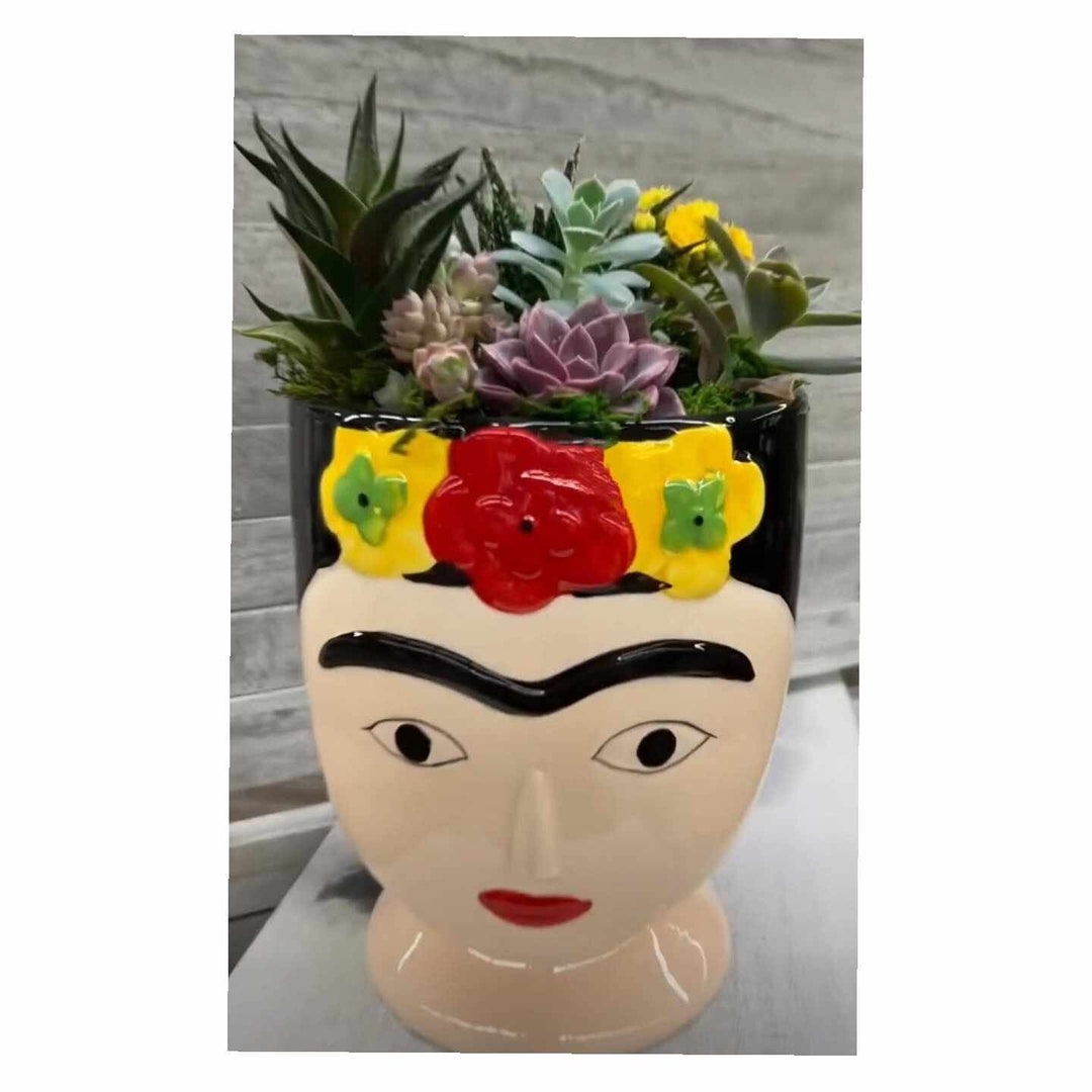 Frida Kahlo Planter W/live Succulent Plants / Easy Gardening Cactus ...