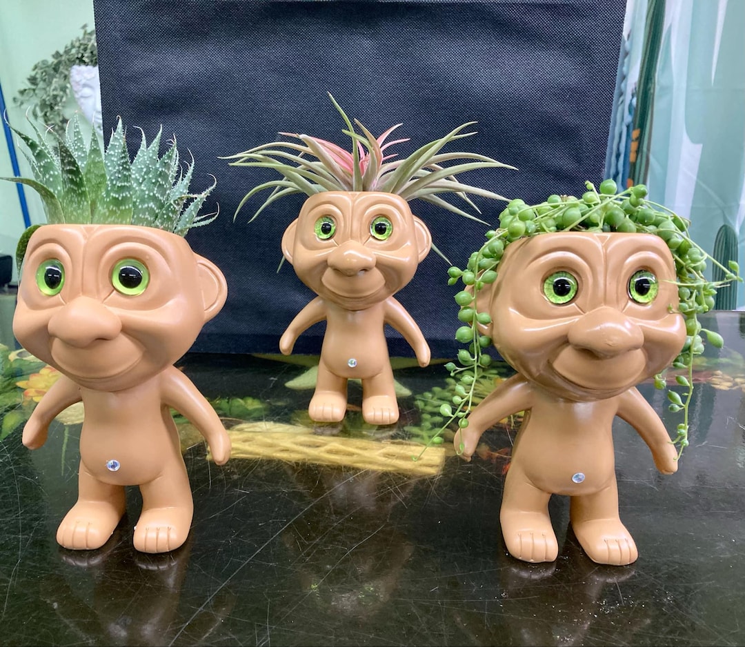 90s Nostalgia Troll Planters W/live Succulents or Air Plants / Easy ...