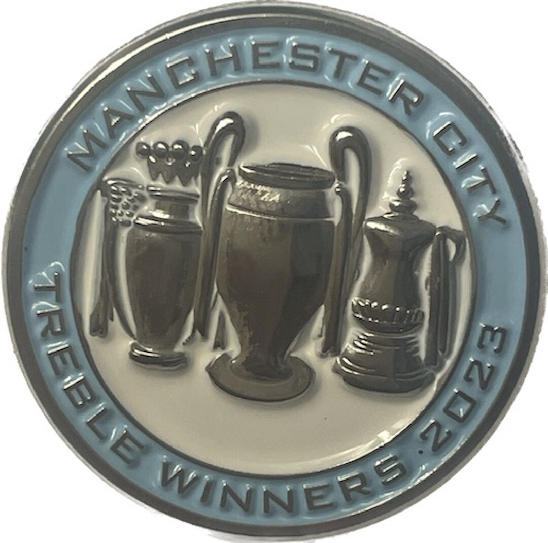 Manchester City Badges Treble Winners 2023 Pin Badge Unbranded Fan Made ...