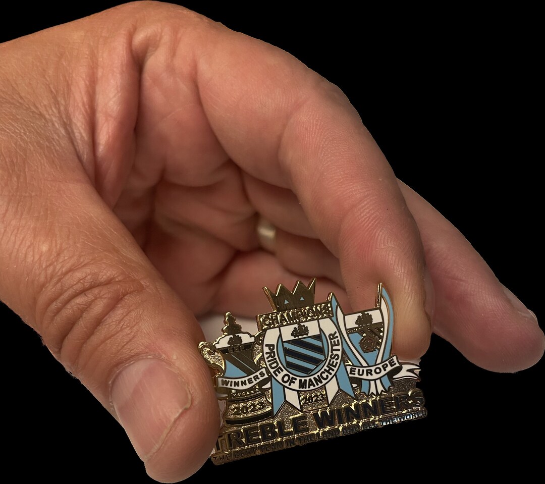Pride of Manchester City Treble Winners Badges Fan Made Pin Badge - Etsy