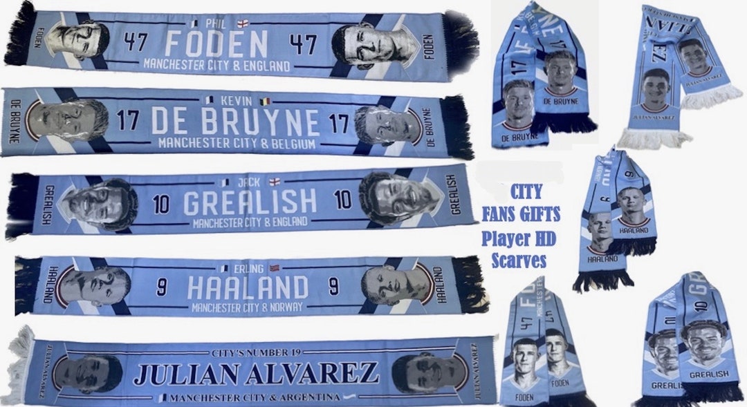 Manchester City Scarf Player Scarves Unbranded Fan Made Gifts - Etsy