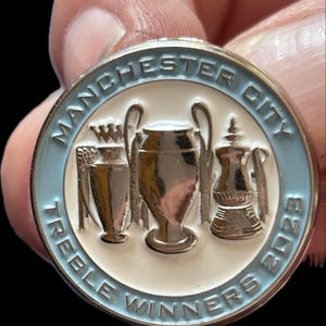 Manchester City Badges Treble Winners 2023 Pin Badge Unbranded Fan Made ...