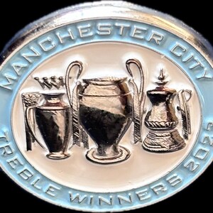 Manchester City Badges Treble Winners 2023 Pin Badge Unbranded Fan Made ...