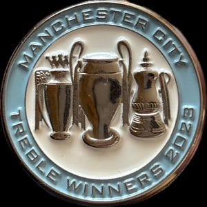 Manchester City Badges Treble Winners 2023 Pin Badge Unbranded Fan Made ...
