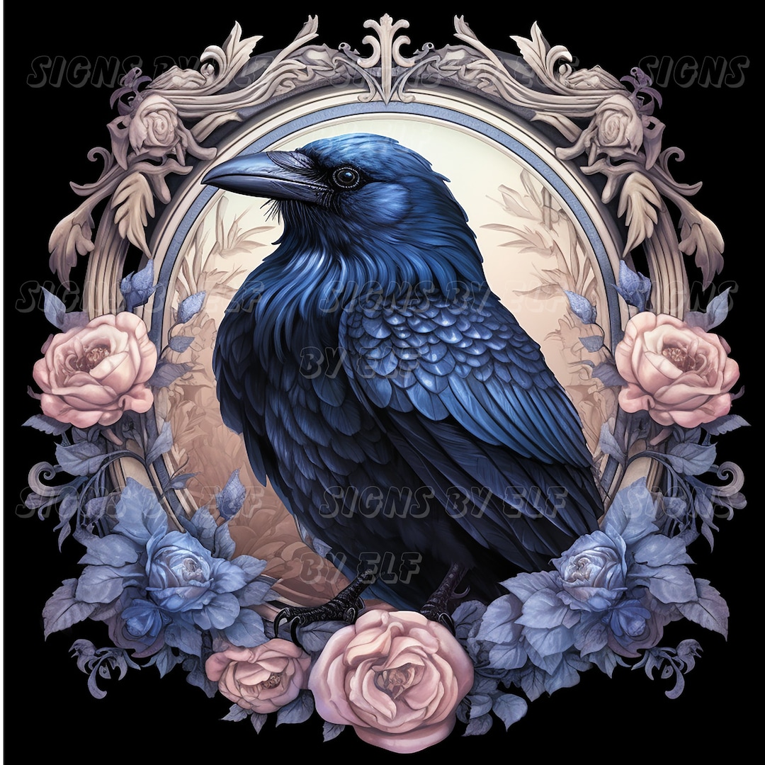 Raven Sign With Fancy Floral Theme, Raven Signs, Wreath Sign, Raven ...