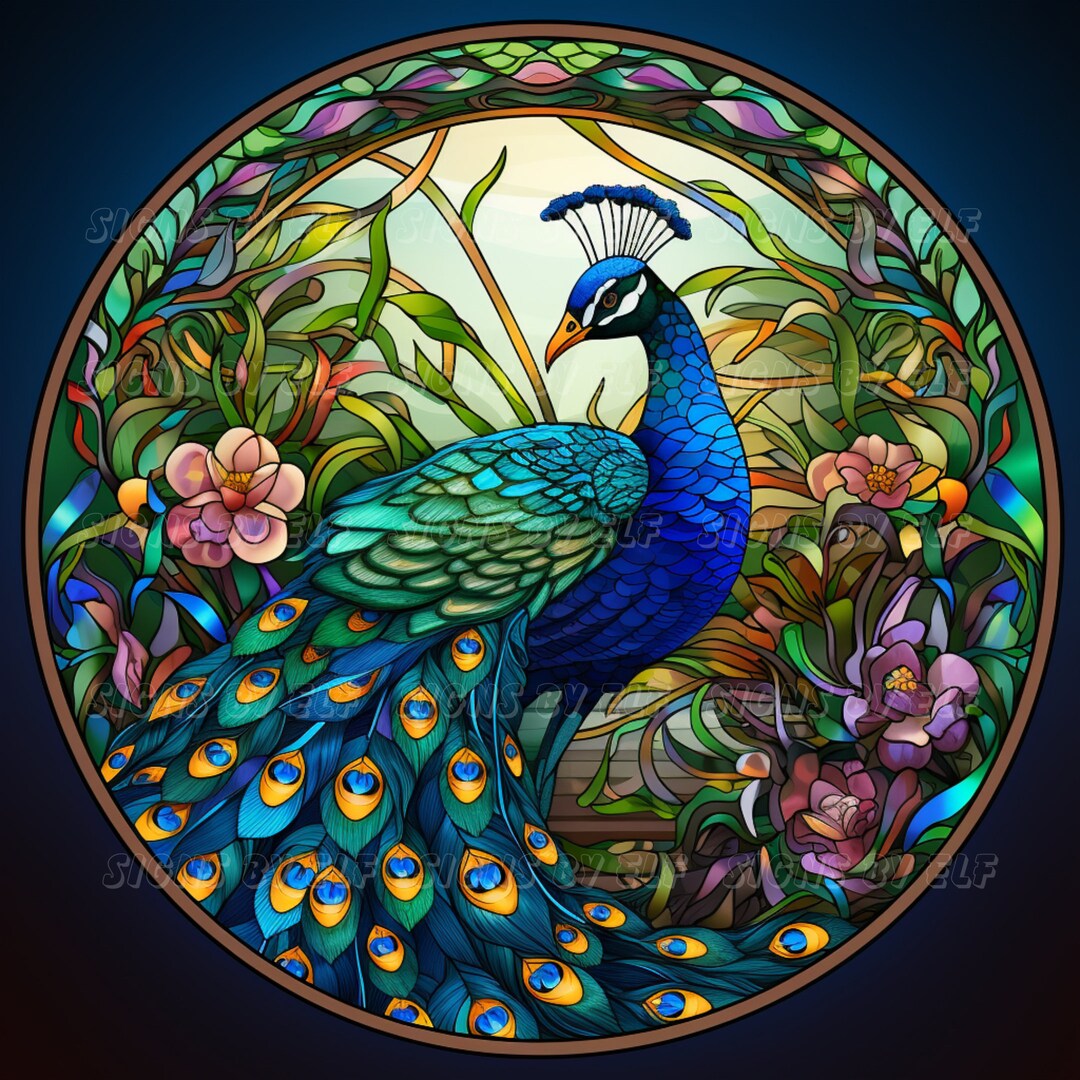 Stained Glass Faux Styled Peacock Sign, Peacock Decor, Signs With ...
