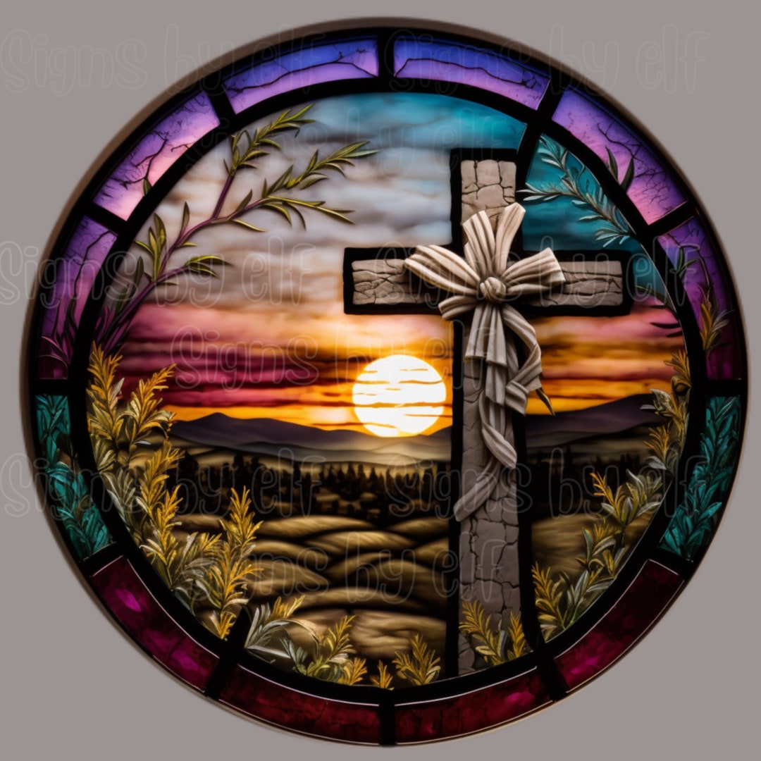 Cross With Sunset Sign, Memorial Sign, Religious Signs, Cross Signs ...
