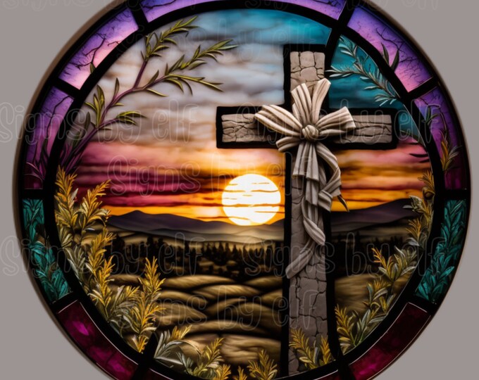 Cross With Sunset Sign, Memorial Sign, Religious Signs, Cross Signs ...