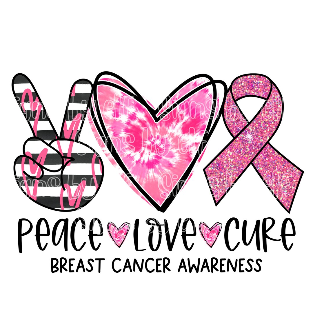 Peace Love Cure Sign, Breast Cancer Awareness Signs, Cancer Awareness ...