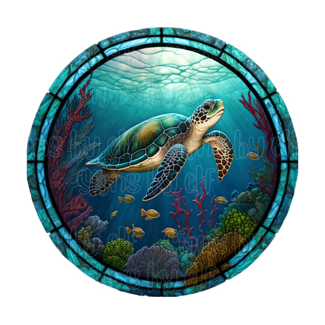 Sea Turtle Round Sign, Sea Turtle Signs, Beach Decor, Sea Turtle Accent ...