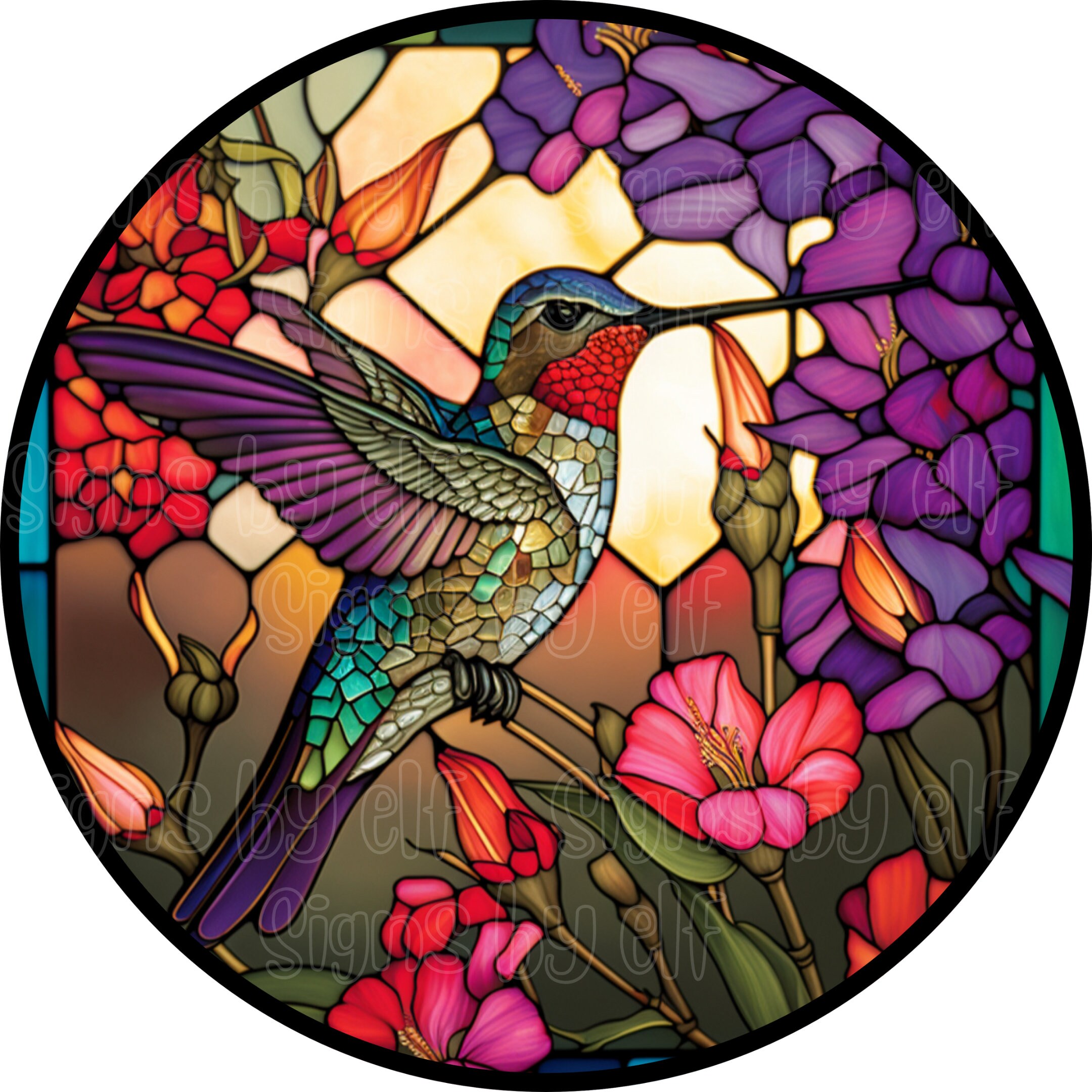 Stained Glass Styled Hummingbird Sign Hummingbird Decor - Etsy