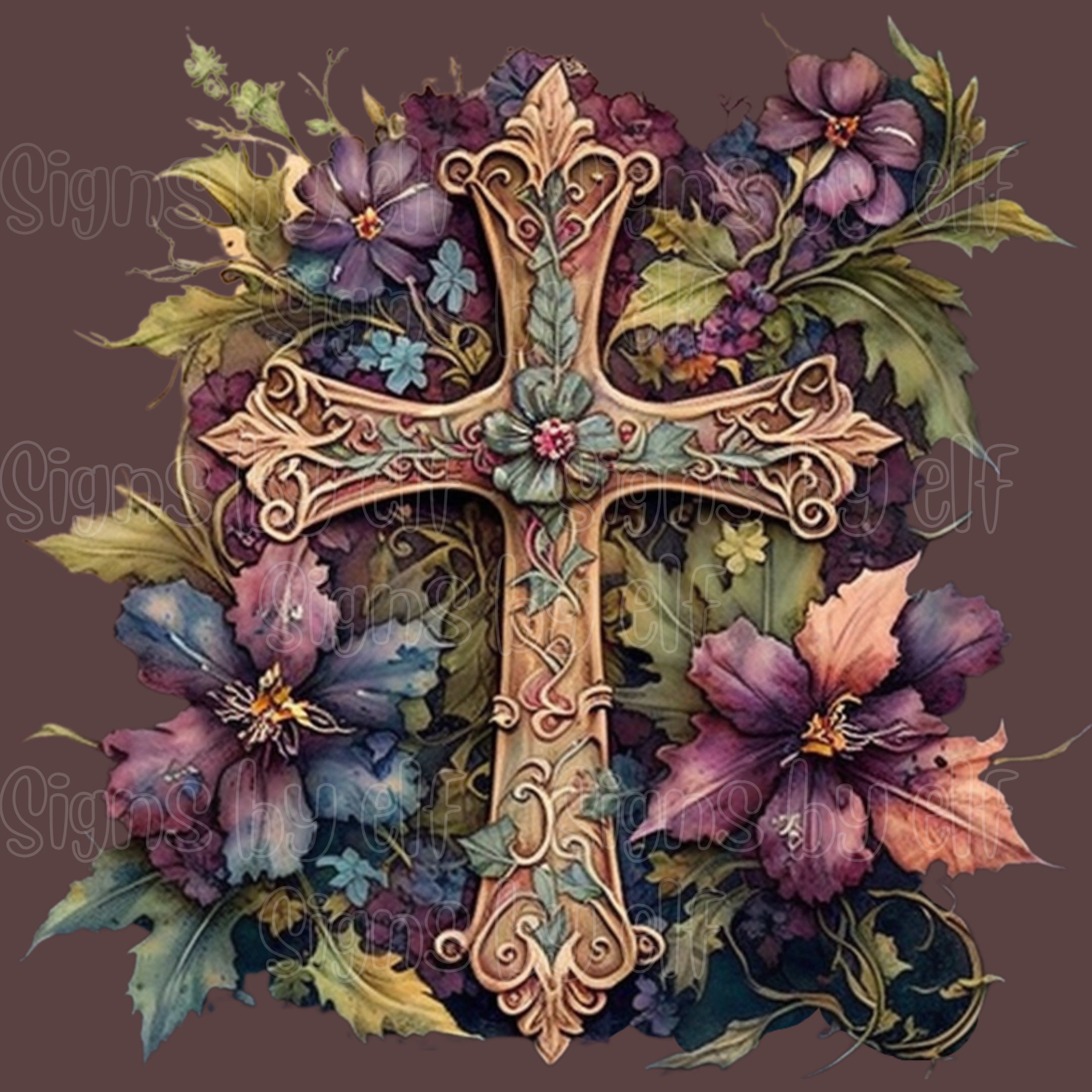Floral Cross Sign Cross With Flowers Religious Signs - Etsy