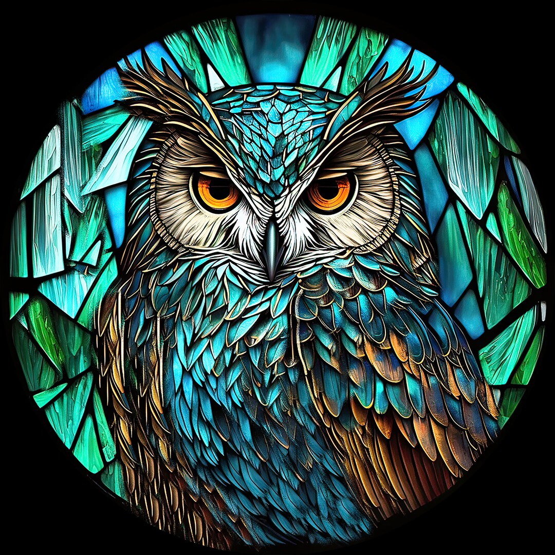 Stained Glass Faux Style Aqua Owl Sign, Owl Decor, Signs With Owls, Owl ...