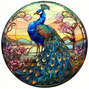 Stained Glass Faux Styled Peacock Sign, Peacock Decor, Signs With ...