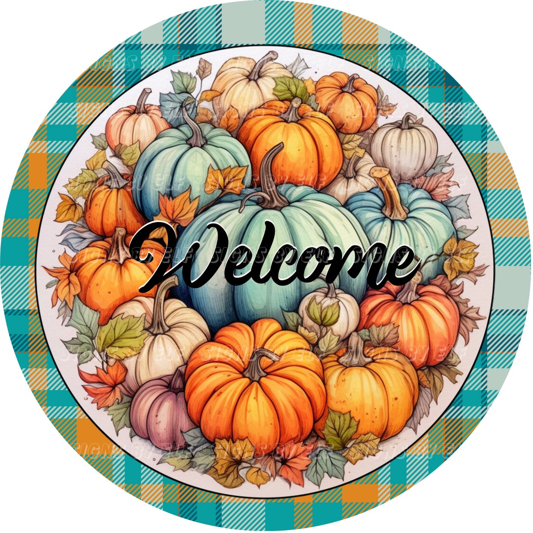 Teal Fall Accent Signs With Country-style Pumpkins Autumn - Etsy
