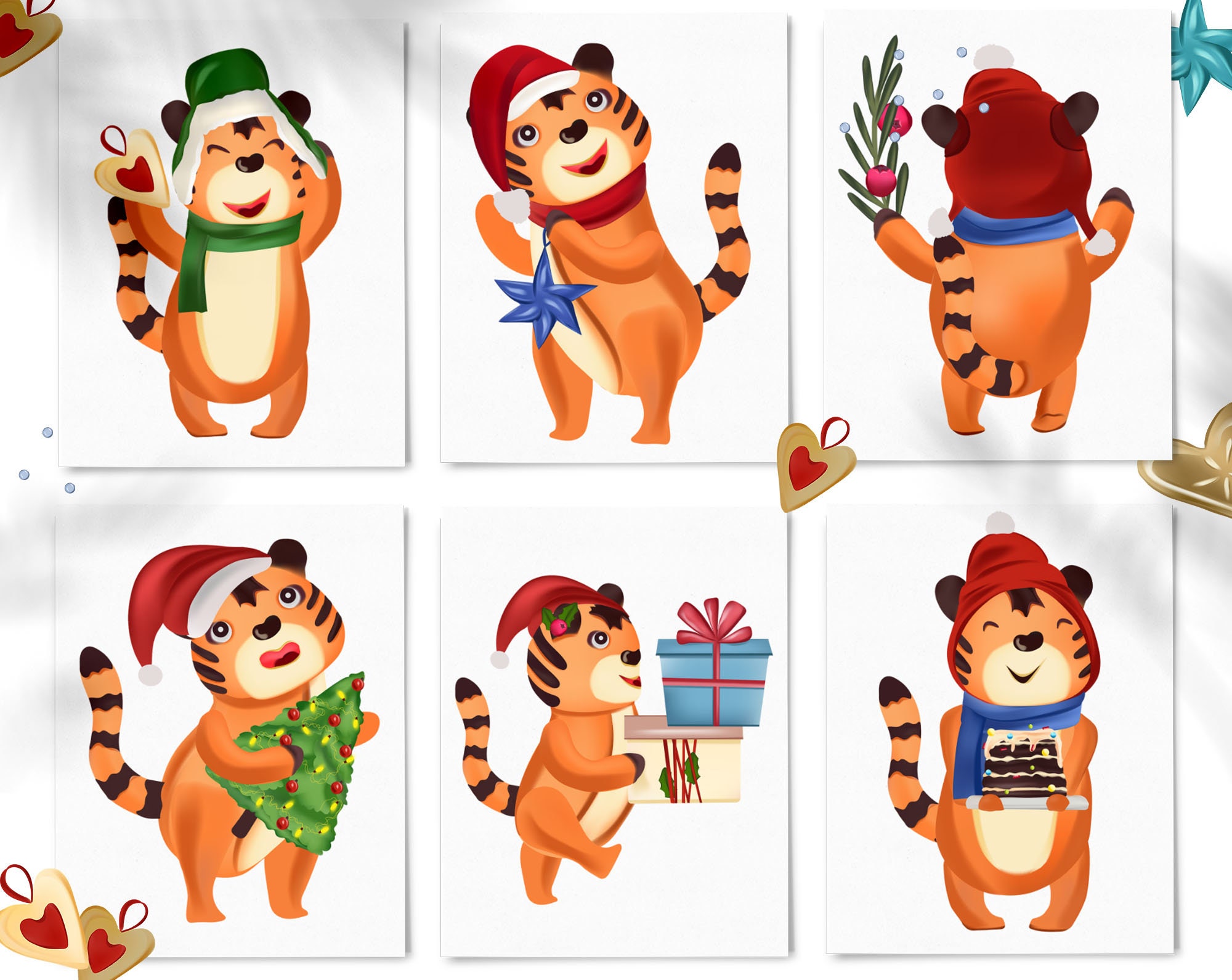 Cute Tiger Png, Cozy Winter Clip Art, Cake Clipart, Gingerbread Clipart ...
