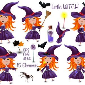 Cute witch clipart Witch hat clipart Witch png Little | Etsy