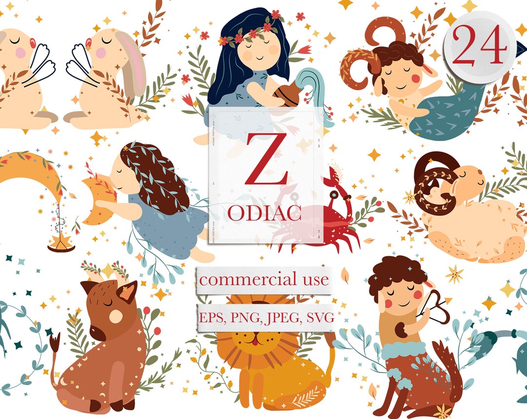 Zodiac Svg, Celestial Svg, Zodiac Svg Bundle, Horoscope Svg, Birthday ...