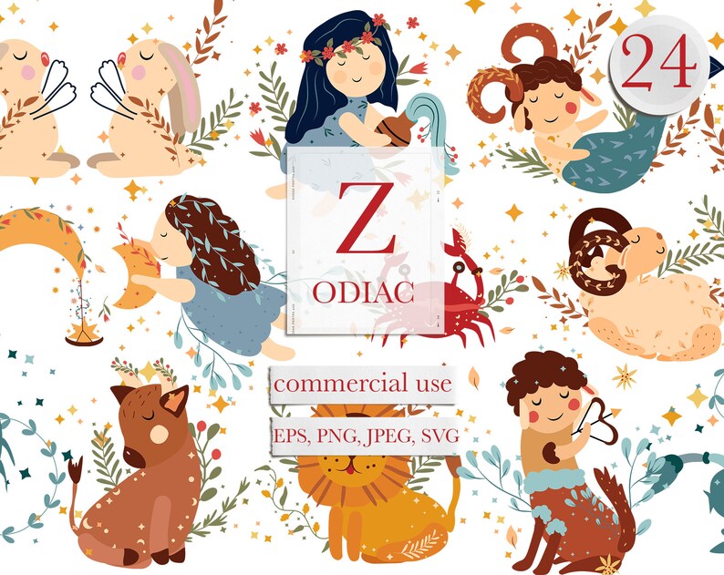 Zodiac Svg, Celestial Svg, Zodiac Svg Bundle, Horoscope Svg, Birthday ...