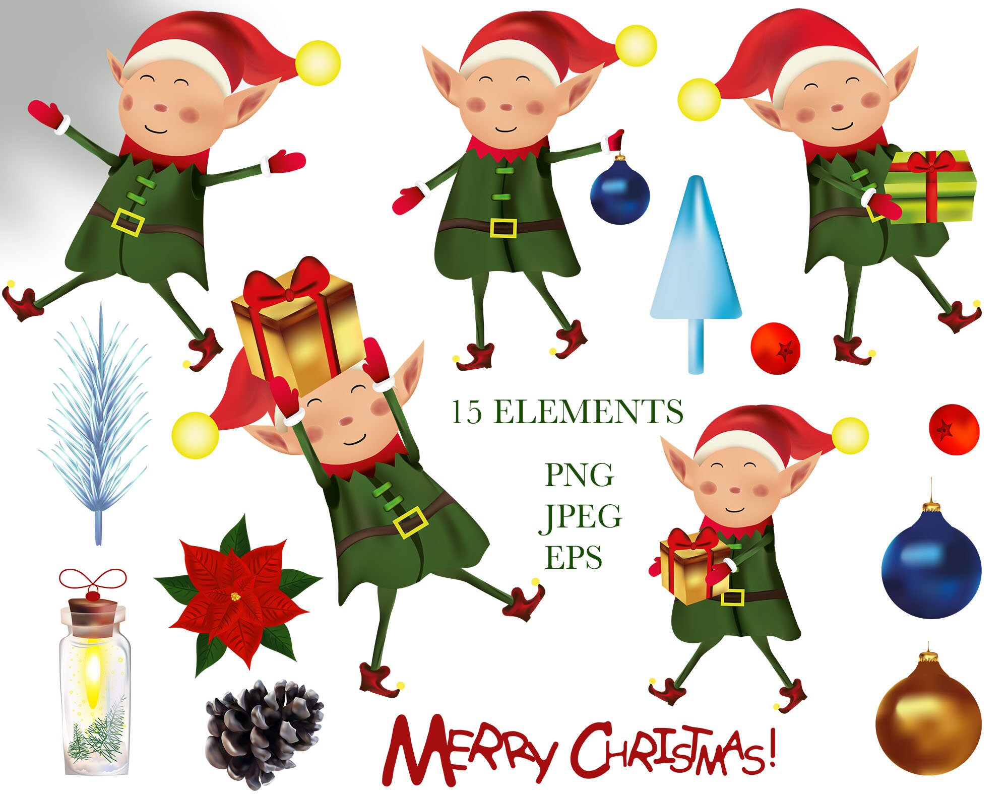 Christmas Elves Clipart Cute Elf Png Poinsettia Clipart - Etsy Canada
