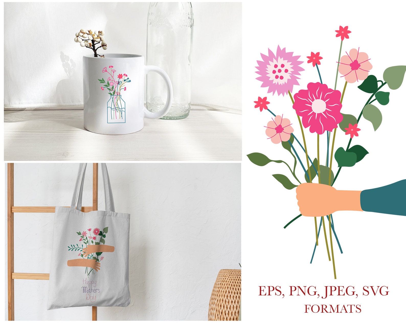 Minimalist Svg Flower Bouquet Svg Nature Svg Gardening Svg - Etsy