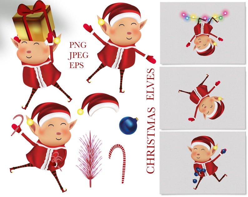 Happy Elves Clipart Elf Clipart Christmas Elves Png Happy - Etsy