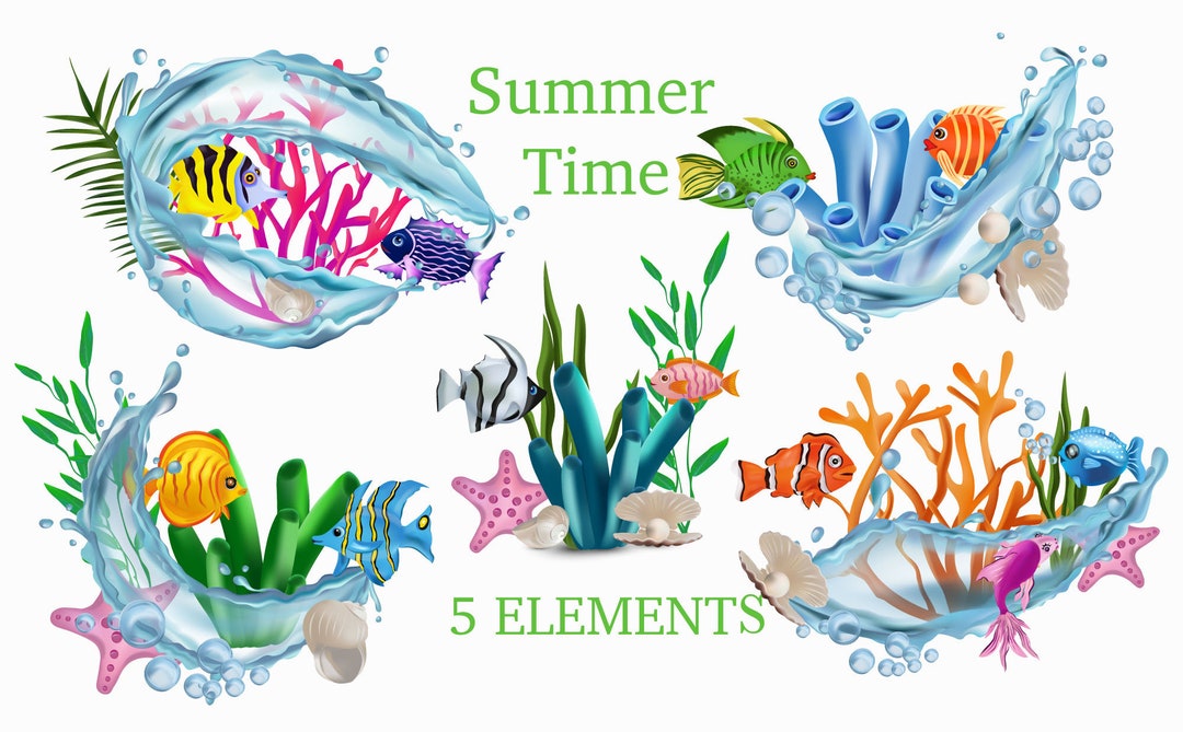 Colorful Fish Clipart Abstract Fish Png Summer Clipart Sea - Etsy