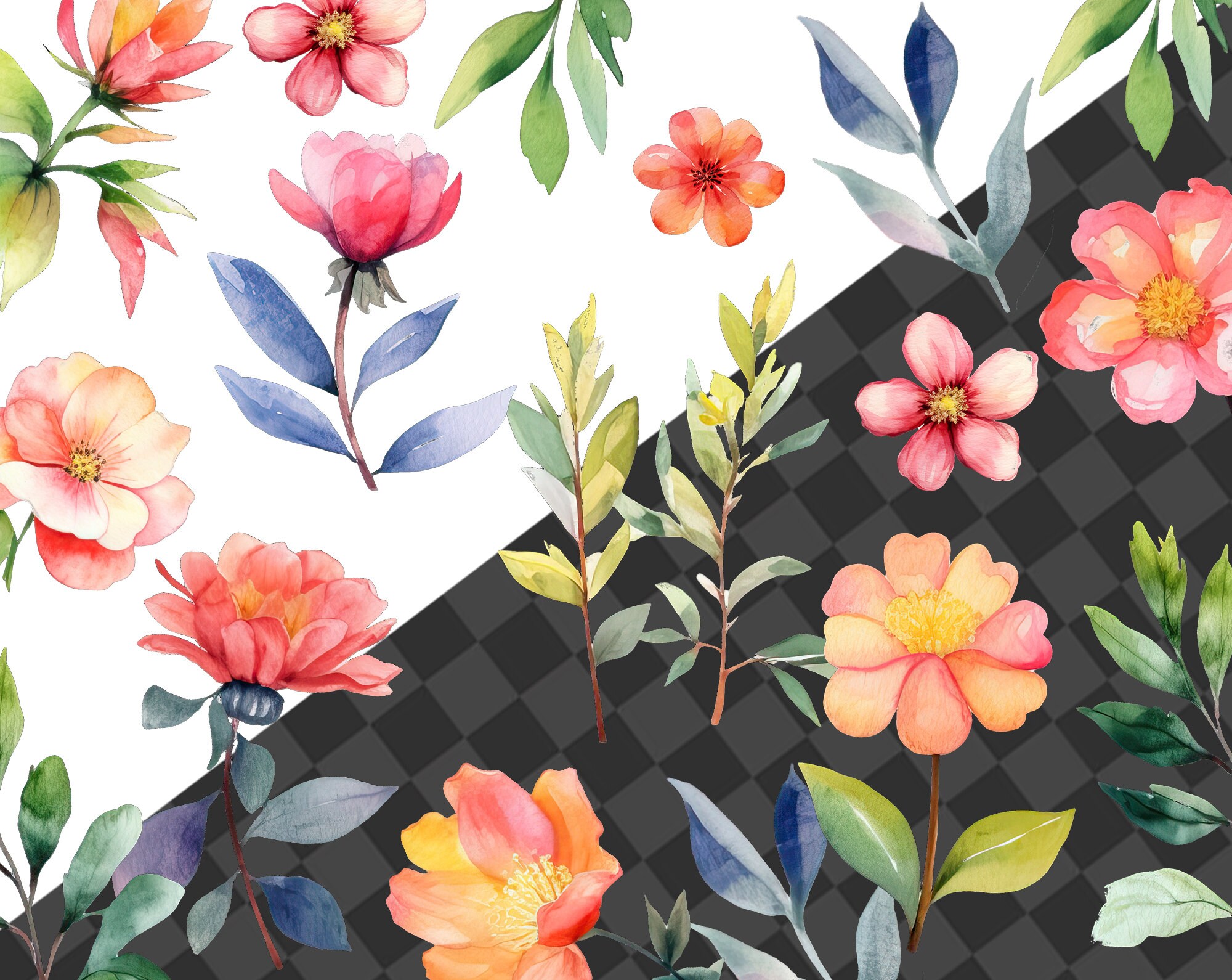 Watercolor Wildflower Clipart Summer Flower Clip Art - Etsy