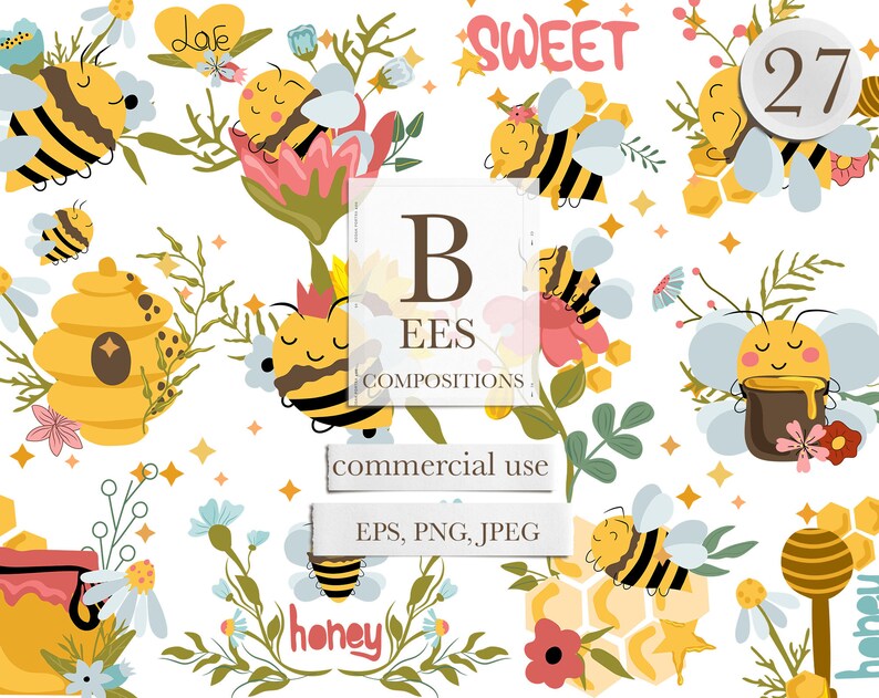 Honey Jar, Daisy Clipart, Bee Png, Bee Sticker, Insect Clipart, Honey ...