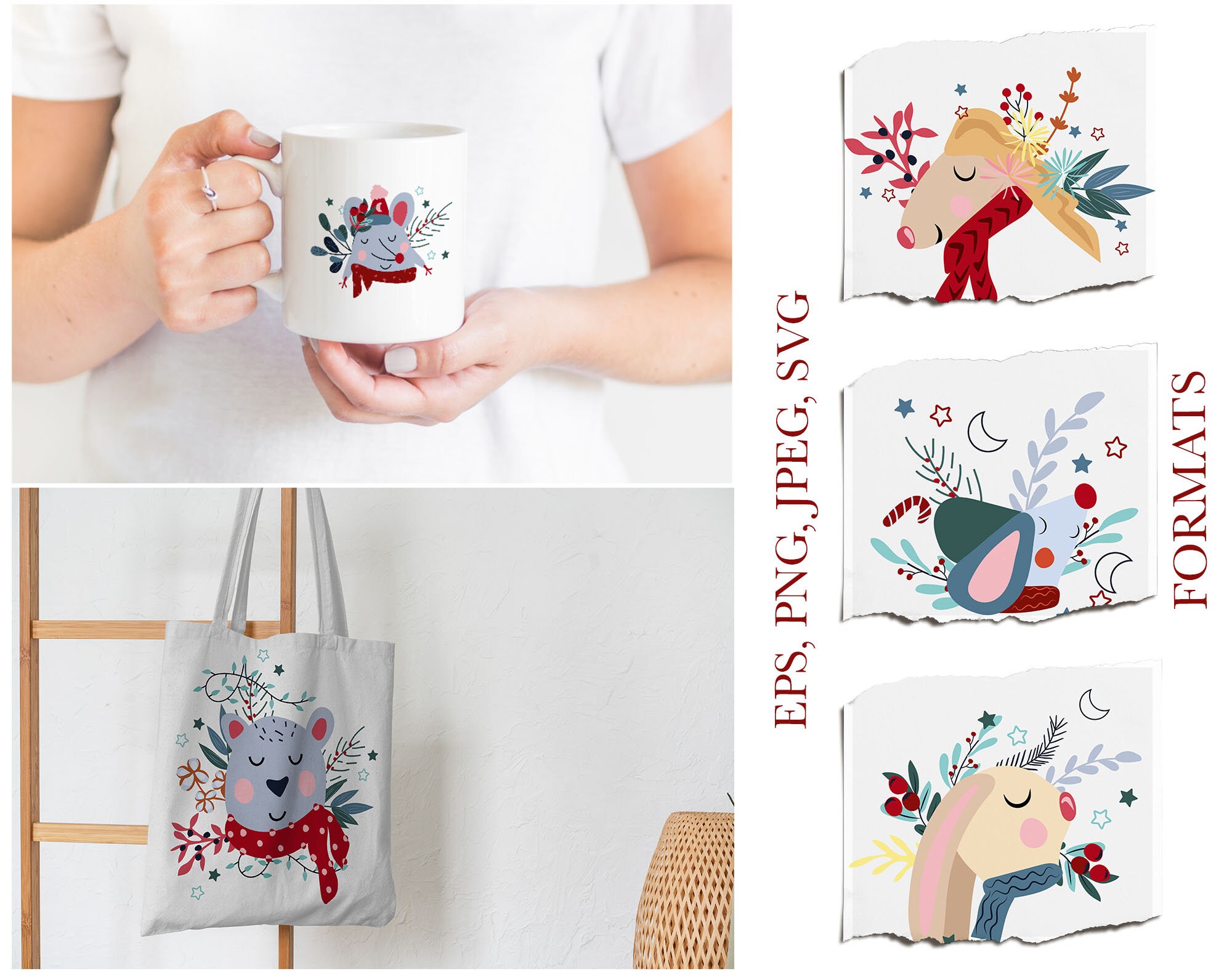 Santa Face Svg, Reindeer Face Svg, Snowman Face Bunny Face Svg, Cozy ...