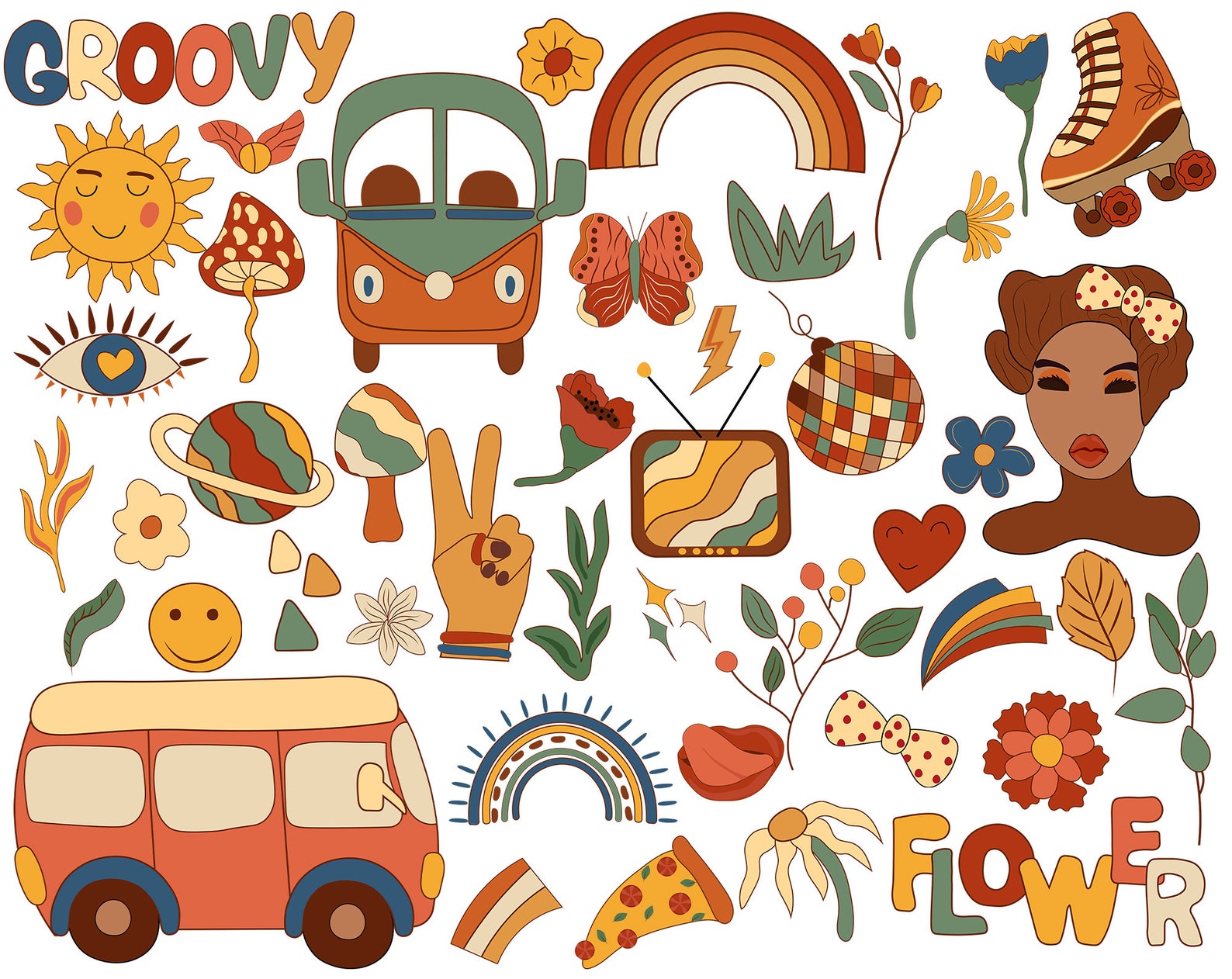 Boho Groovy Svg Retro Flower Clipart Groovy Popular Svg - Etsy