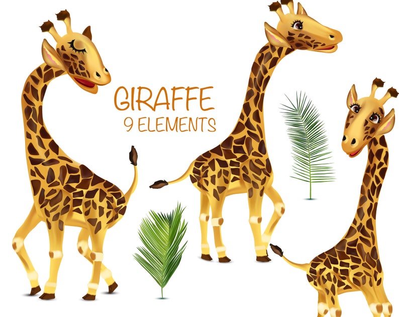 Cute Giraffe clipart Giraffe png African animals clipart | Etsy
