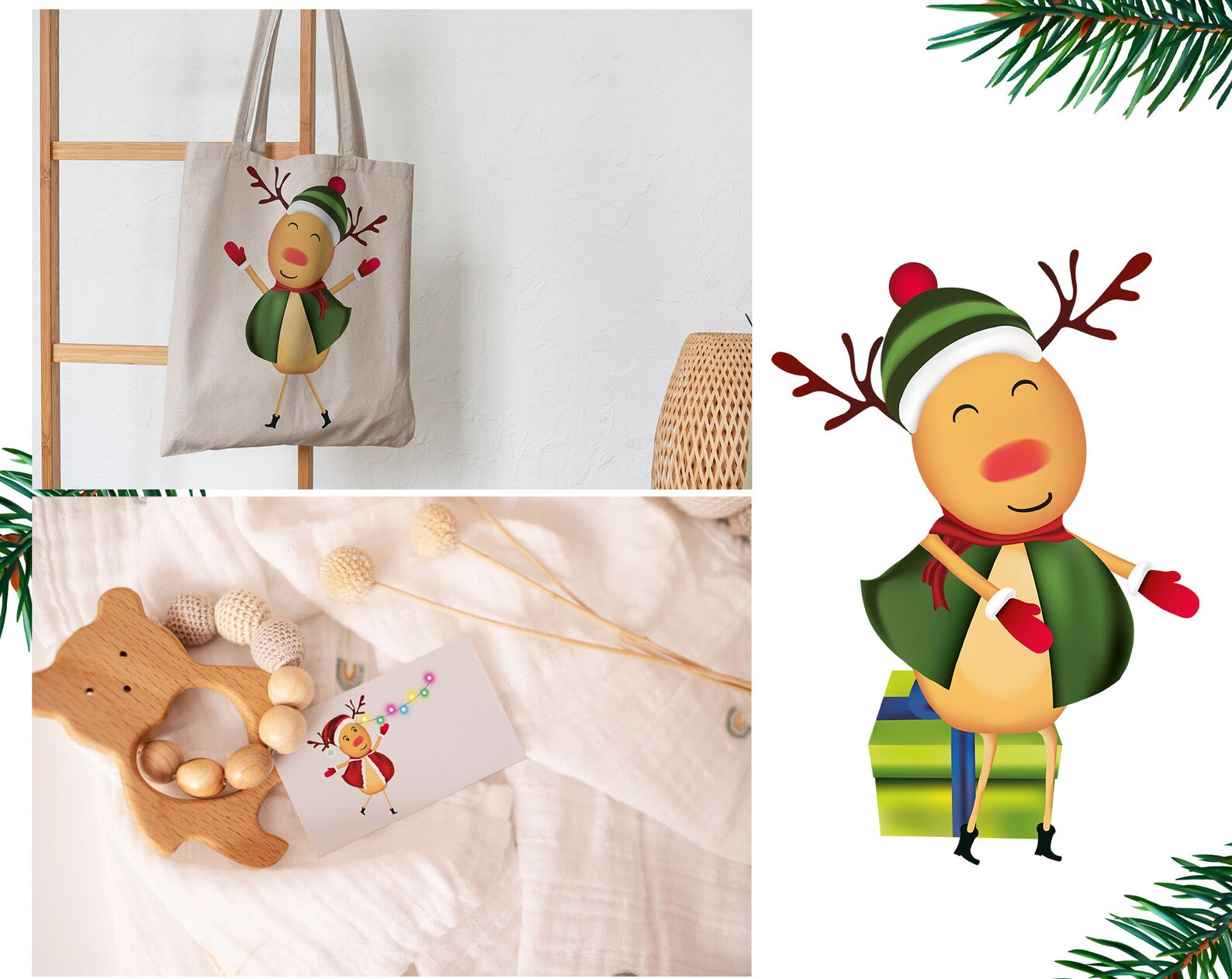 Christmas Reindeer Clipart, Cute Deer Clipart, Happy Holidays Clipart ...