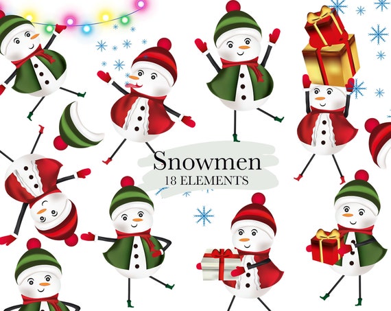 Snowmen Clipart Cute Snowman Png Winter Clipart Christmas - Etsy