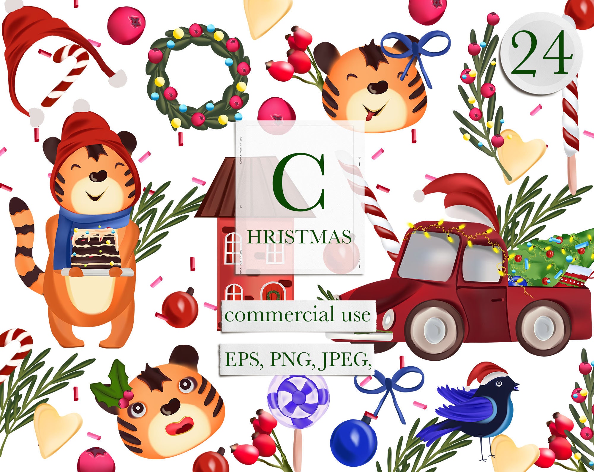 Cozy Winter Clip Art, Cute Tiger Png, Tigers Clipart, Truck Clipart ...