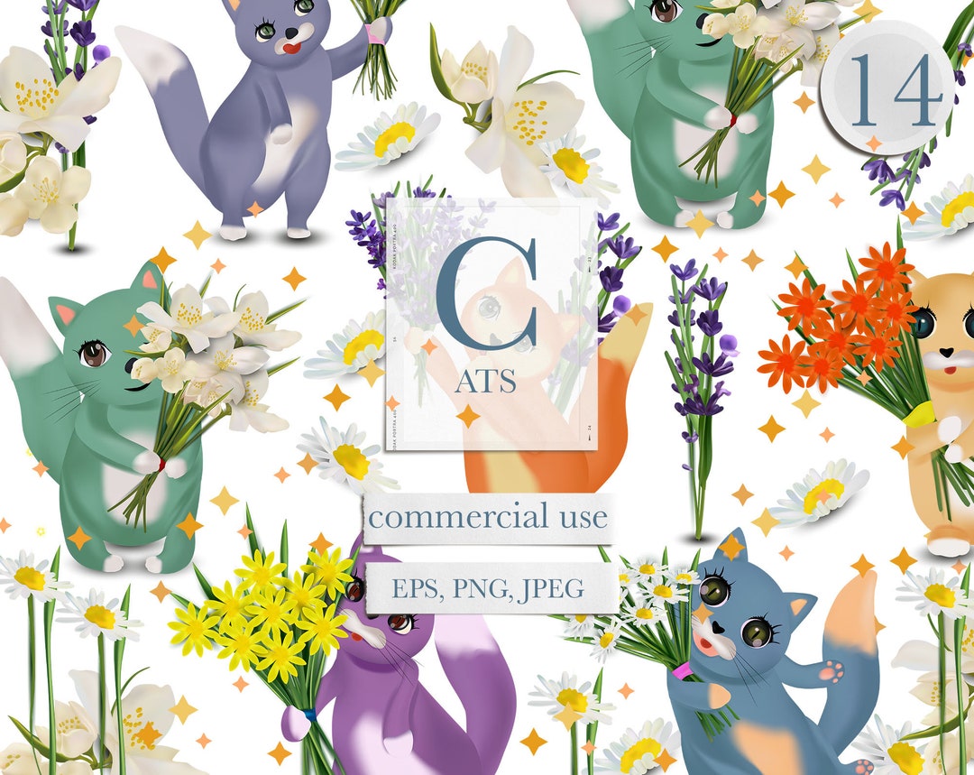 Cute Cat Clipart, Funny Cat Png, Spring Clipart, Kitten Clipart, Cat ...