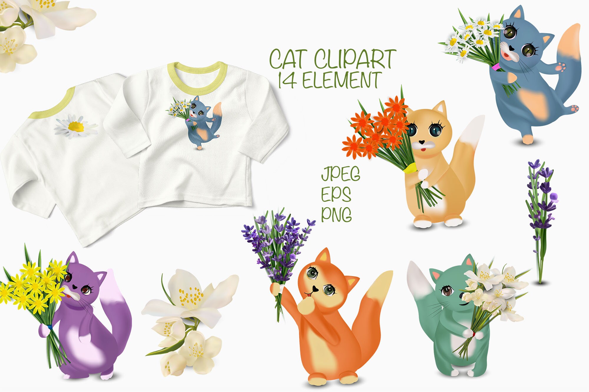 Cute Cat Clipart Funny Cat Png Spring Clipart Kitten - Etsy