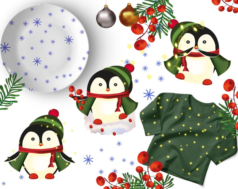 Penguin Clipart, Kawaii Vector, Arctic Animals, Snowflake Clipart ...