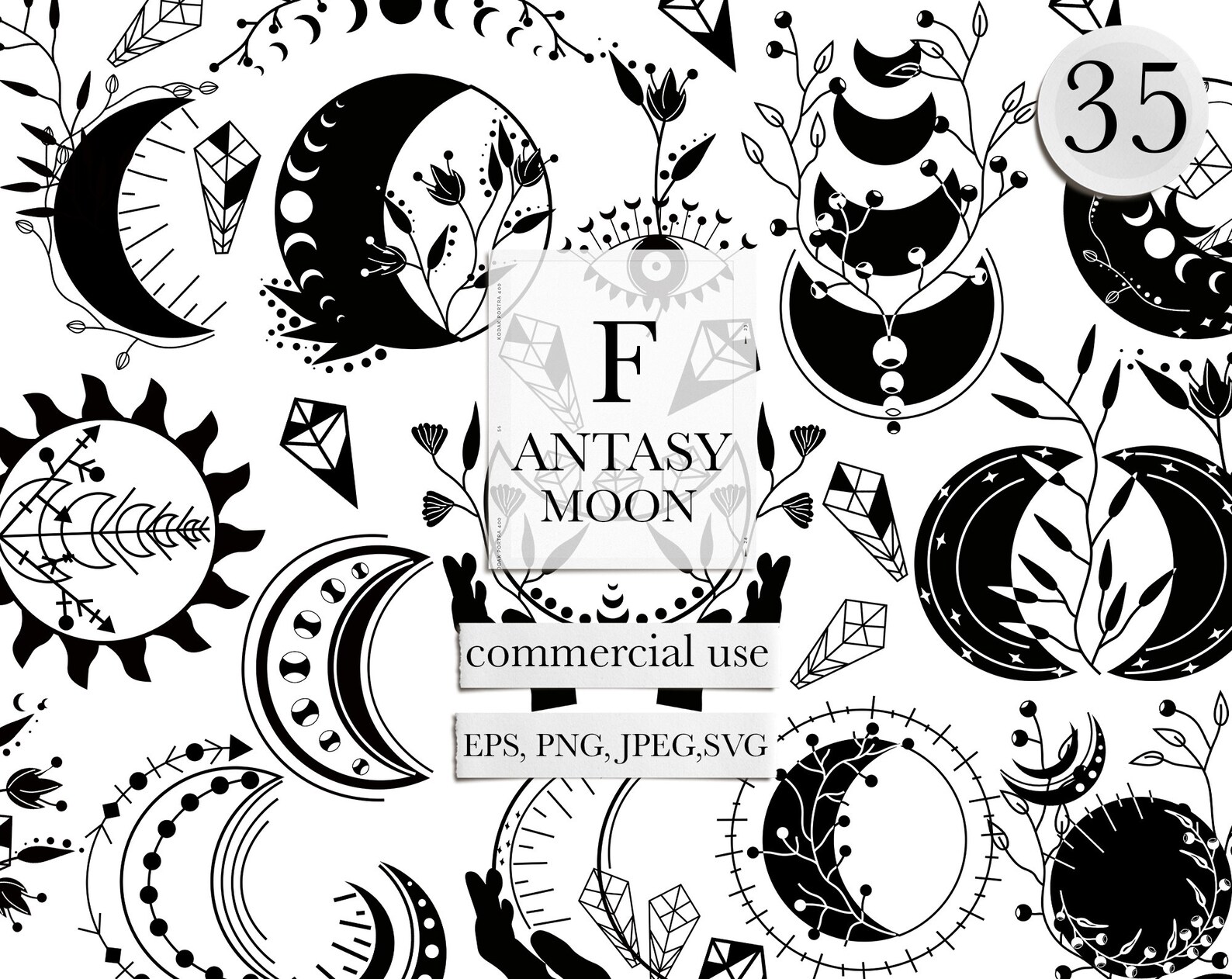 Mystical Svg, Sun Svg, Crescent Moon Svg, Witchcraft Svg, Moon Phase ...