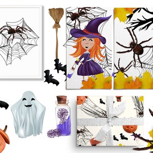 Halloween Party Clipart, Pumpkin Clipart, Witch, Bats, Ghost Clipart ...