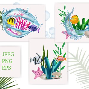 Colorful Fish Clipart, Abstract Fish Png, Summer Clipart, Sea Creatures ...