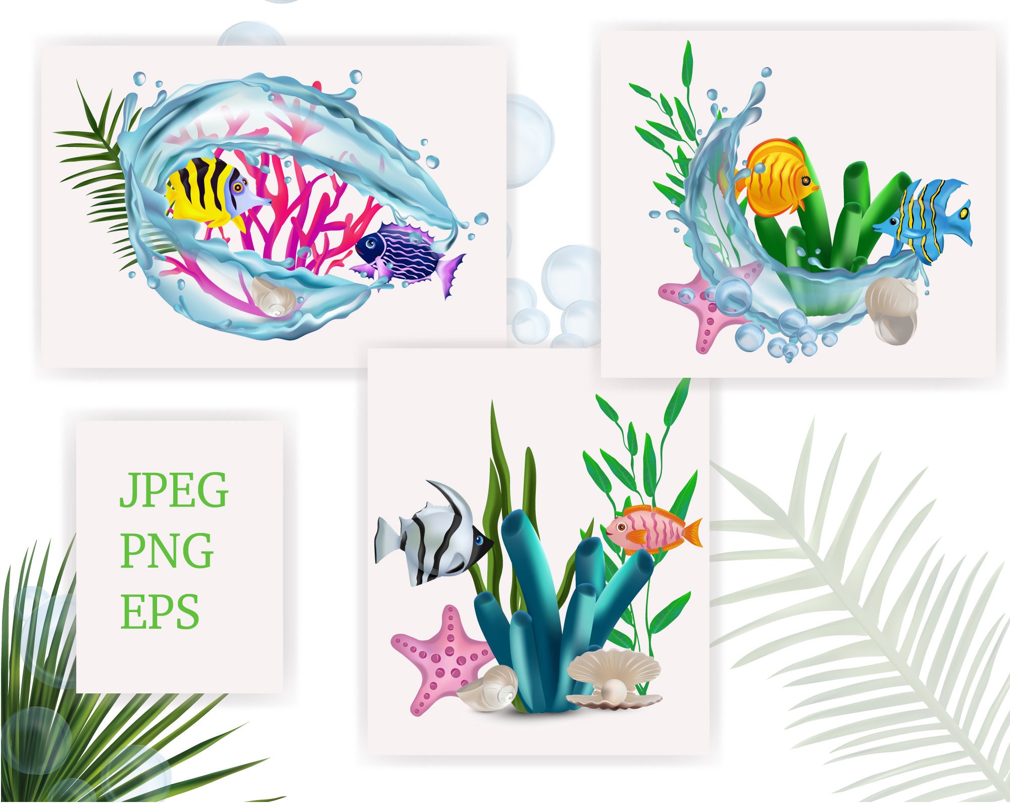 Colorful Fish Clipart Abstract Fish Png Summer Clipart Sea - Etsy