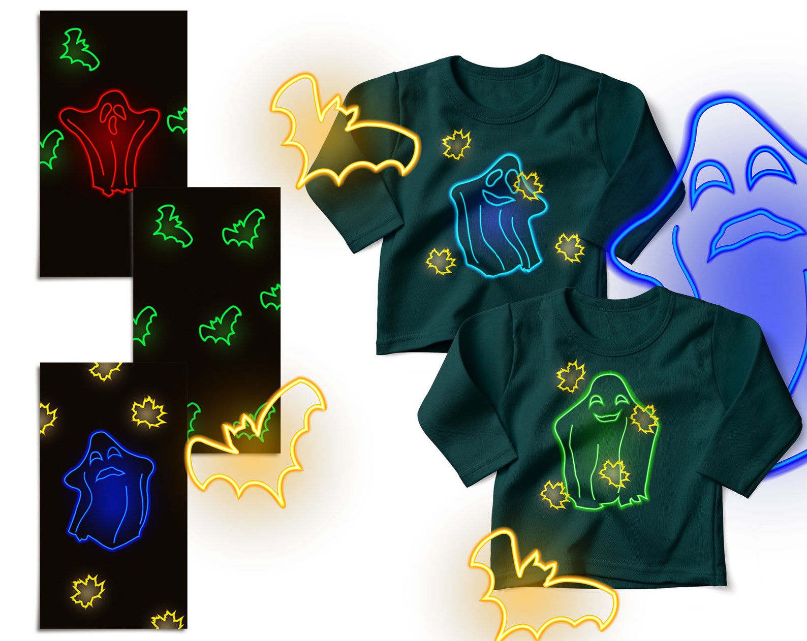 Neon Ghost Clipart Cute Ghost Clipart Neon Halloween Neon - Etsy