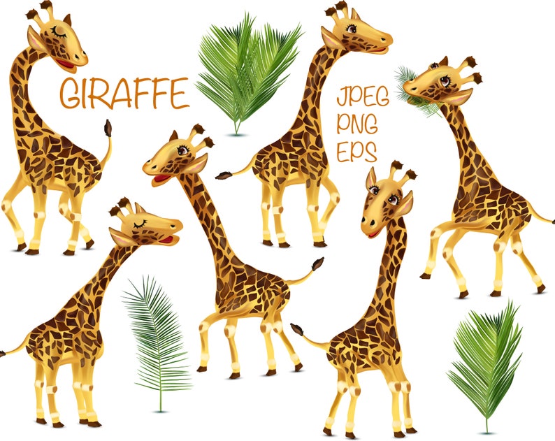 Cute Giraffe clipart Giraffe png African animals clipart | Etsy