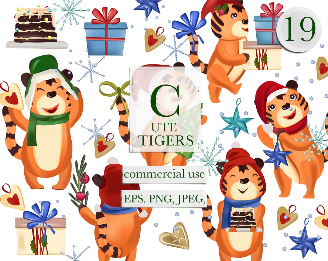Cute Tiger Png, Cozy Winter Clip Art, Cake Clipart, Gingerbread Clipart ...