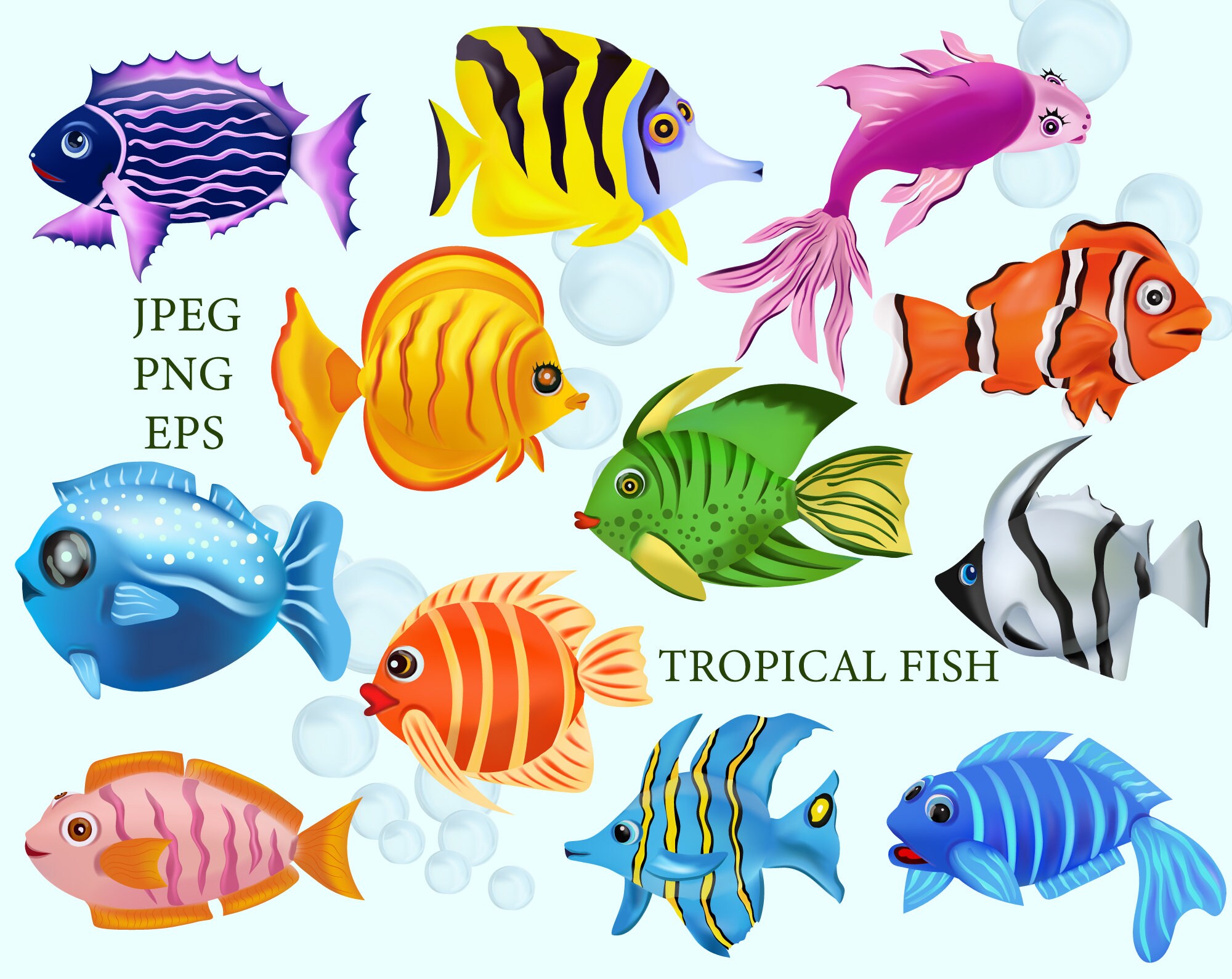 Fish Clipart, Sea Animal Png, Colorful Fish Illustration, Abstract Fish ...