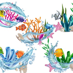 Colorful Fish Clipart, Abstract Fish Png, Summer Clipart, Sea Creatures ...